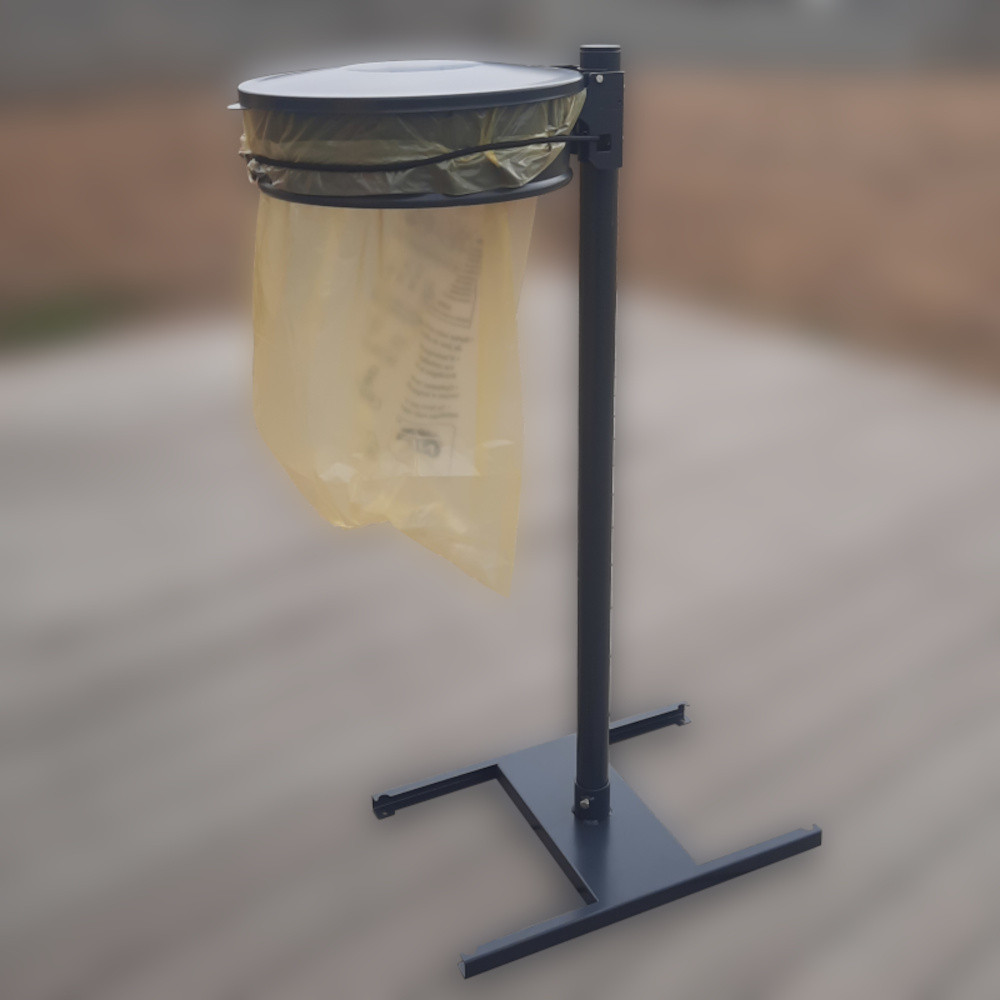 Support de sacs-poubelle avec couvercle et pied à poser