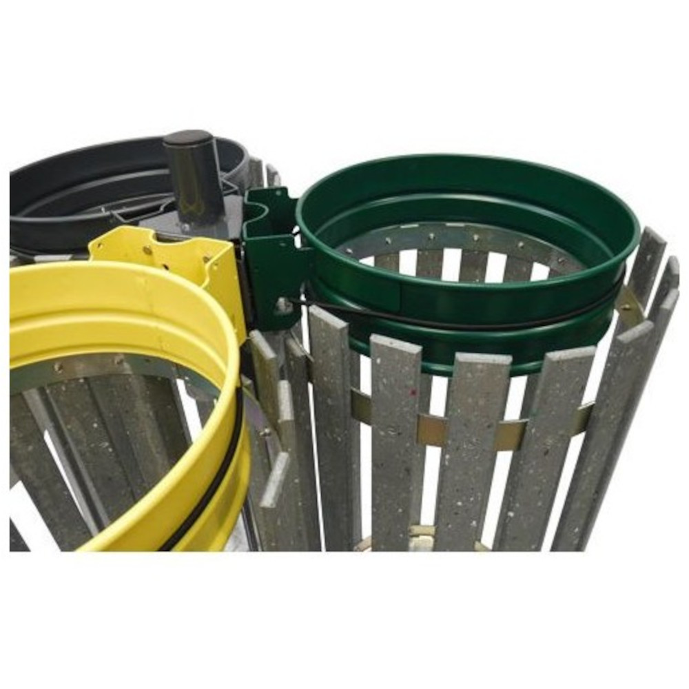 Support sac-poubelle triple flux pour le recyclage en milieu rural
