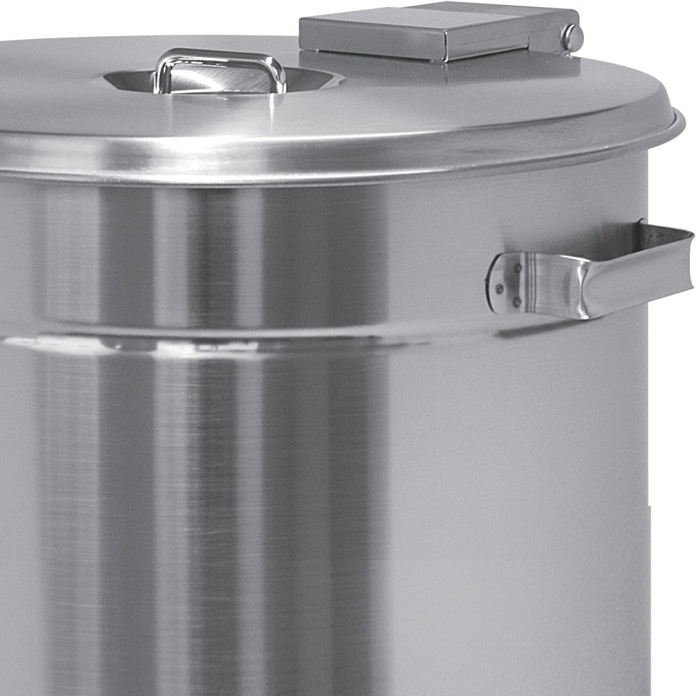 Poubelle inox 90L ronde, conforme HACCP, durable et hygiénique.